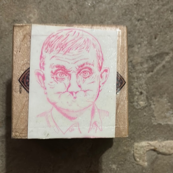 Design | Vintage Rubber Stamp Illustrated Man Making Funny Face | Poshmark